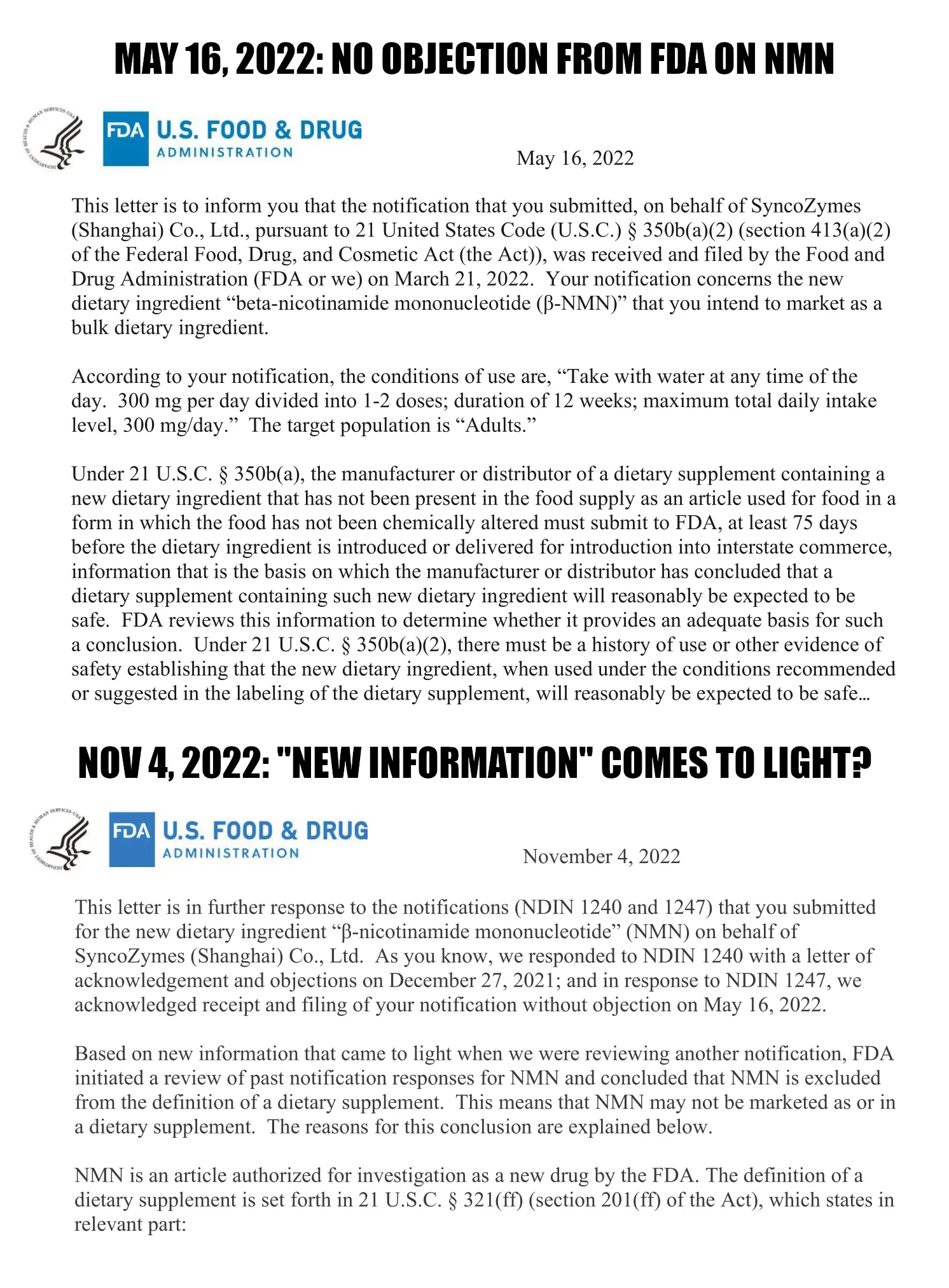 重磅!FDA 因 NMN 合法性问题遭到膳食营养补充剂行业领袖 (NPA) 起诉！ – 健康天然原料，食品配料中国展